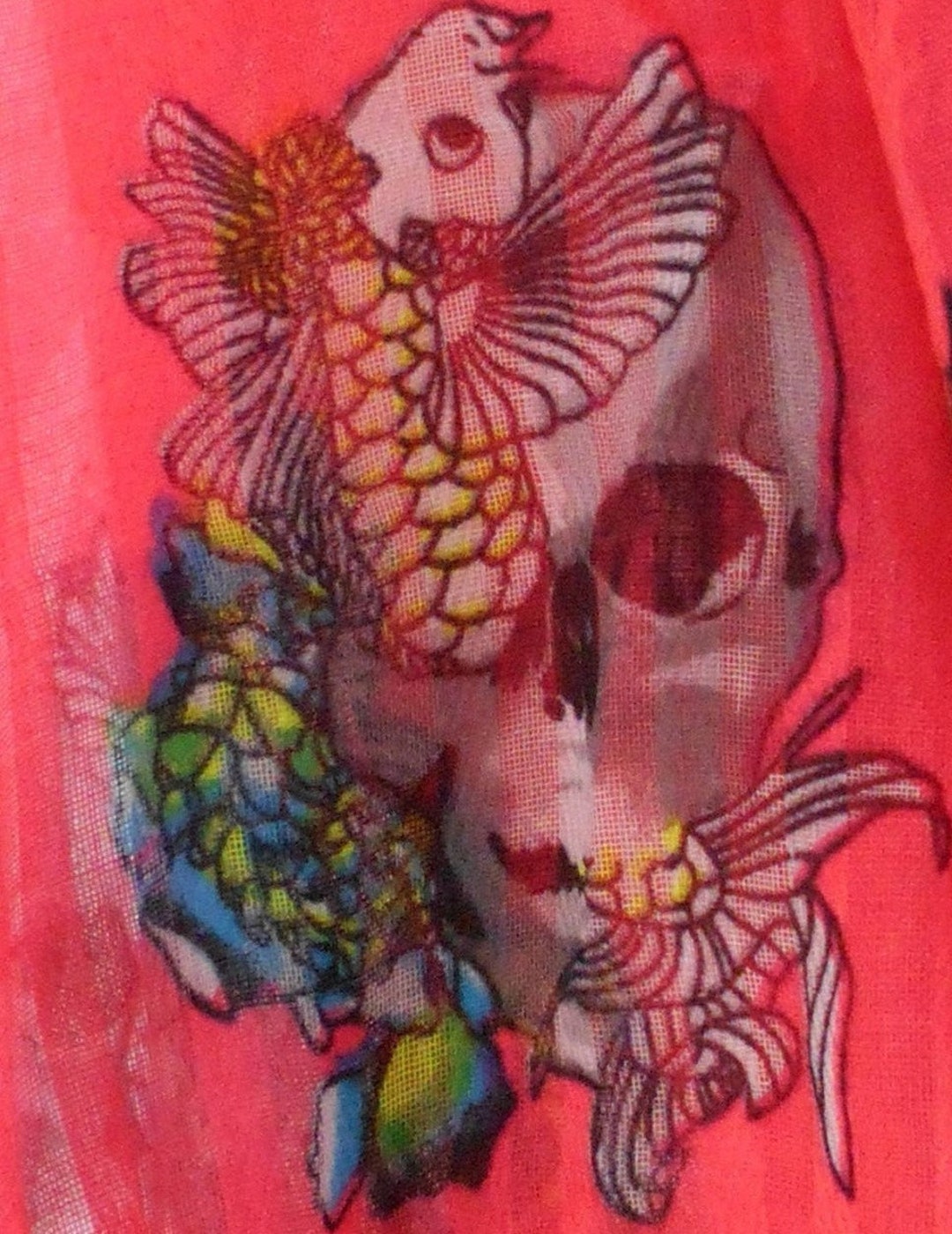 Edc,festival Scarf, Skull Head Scarf, Gothic Scarf, Orange Fish Scarf ...
