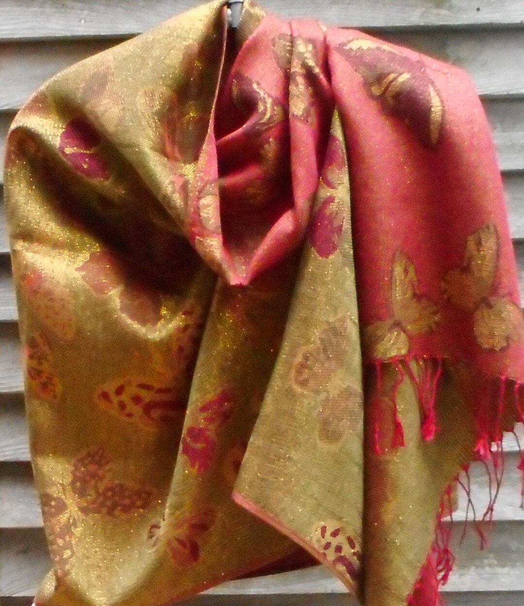 ELECTRIC Forest,festival Pashmina, Red and Gold Pashmina, Wedding Shawl ...