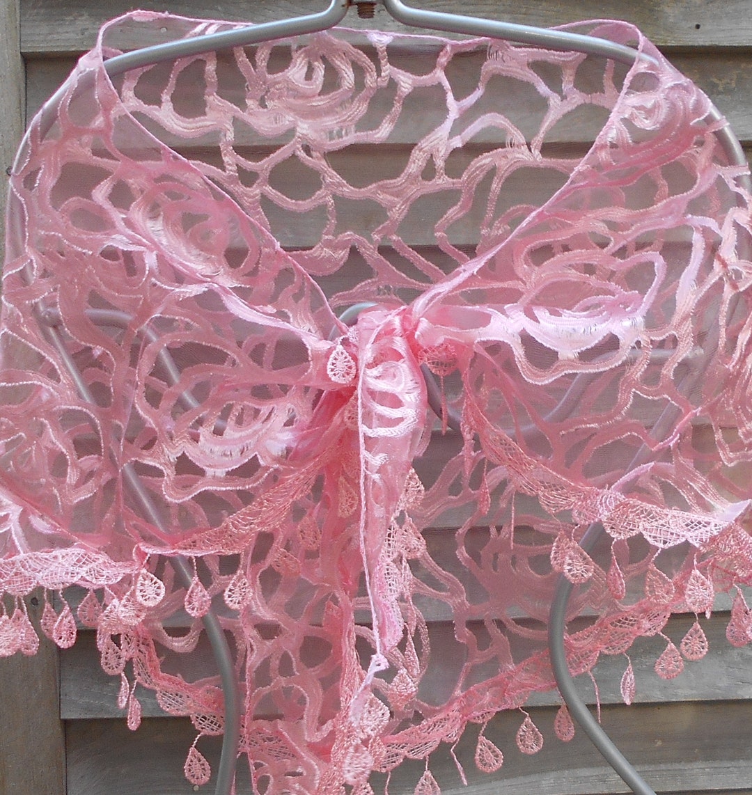 Church Veil Pink Lace Scarfbridesmaid Shawltriangle - Etsy