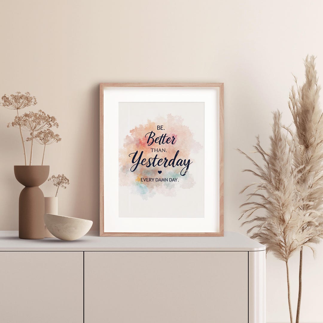 Self Improvement AI Poster | Modern Soft Colour Artwork Slogan: "be ...