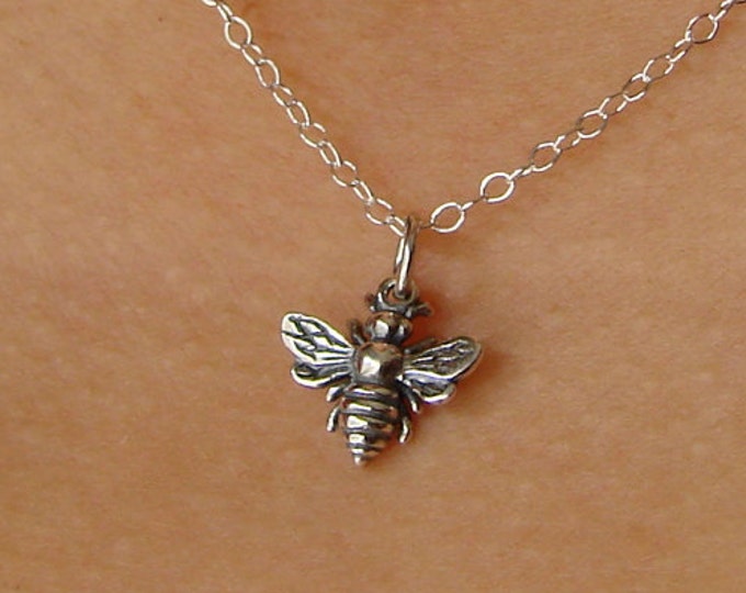 Honey Bee Necklace in Sterling Silver Bee Necklace Silver Bee - Etsy