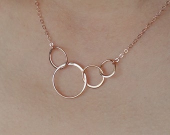 Four Circle Necklace 4 Best Friend Necklace Silver Gold | Etsy
