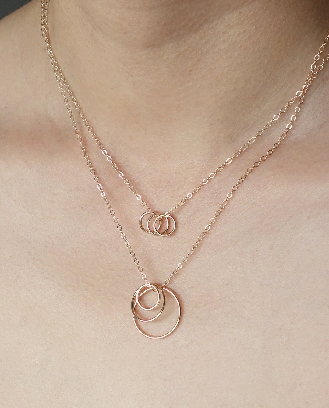 Gold Filled Circle Necklace, Layering Gold Circles Necklace, 1 Circle ...