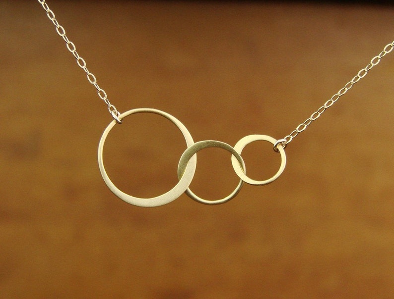 Silver Linked Circles Necklace Sterling Silver Three Circles Etsy