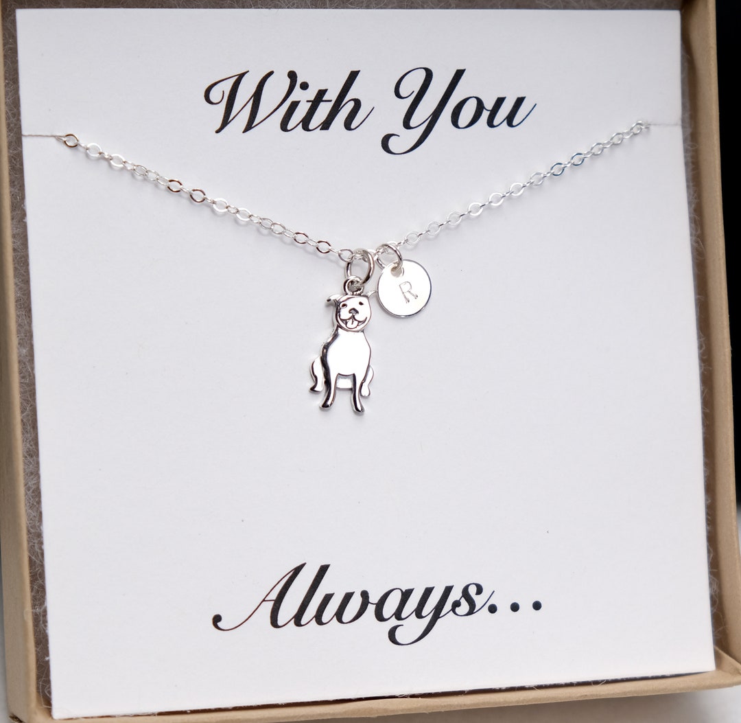 Silver Personalized Pit Bull Necklace Dainty Initial Disc Pit Bull Mom ...