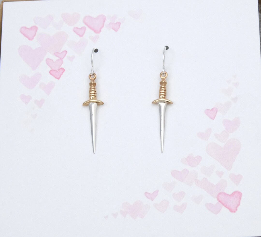 Silver Dagger Earrings Gothic Dagger Victorian Jewelry Gothic Earrings ...