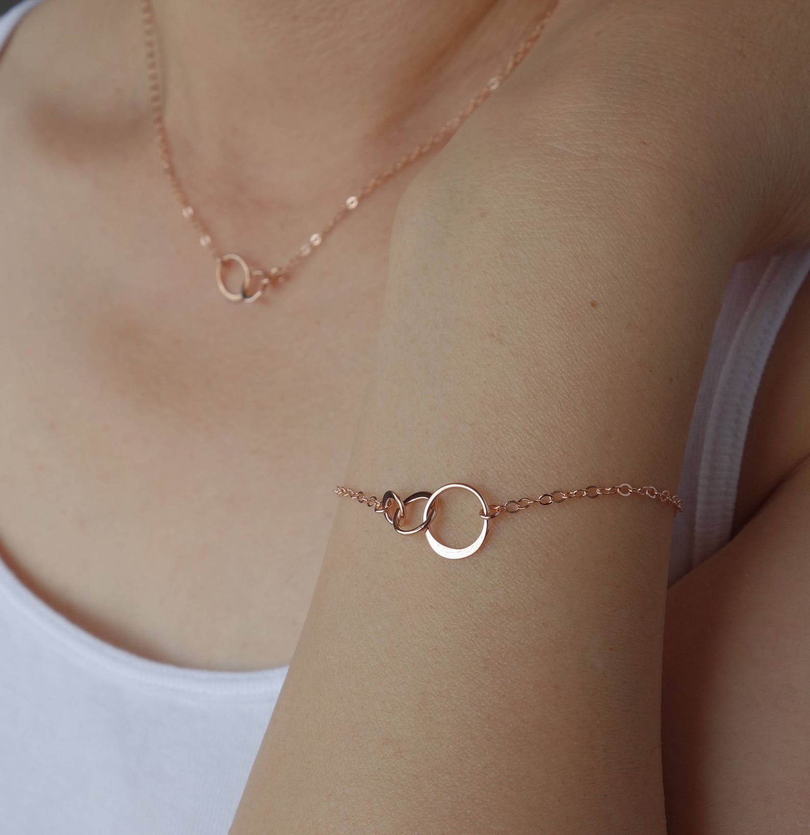 GIFT Tiny Three Linked Circles Pendant Necklace in Sterling | Etsy