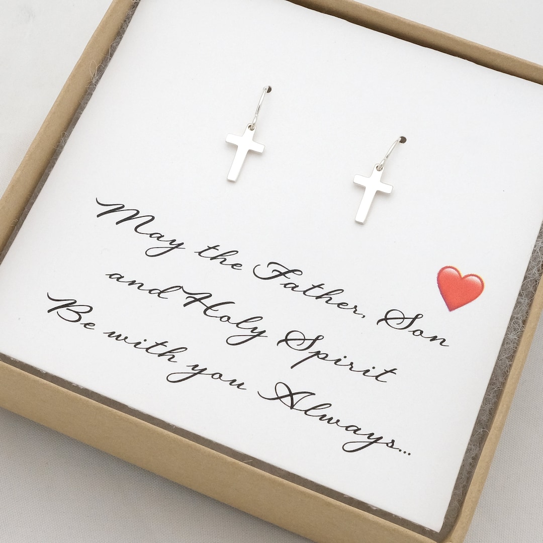 Tiny Sterling Silver Cross Earrings - Christian Earrings for Her ...