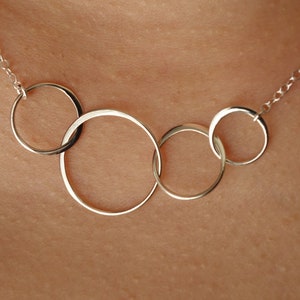4 Best Friend Necklace - 4 Four Circle Necklace - Silver Gold Rose Gold ...