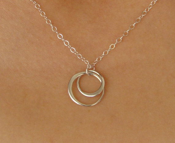 T Necklace Entwined Circles Pendant Necklace In Sterling Etsy