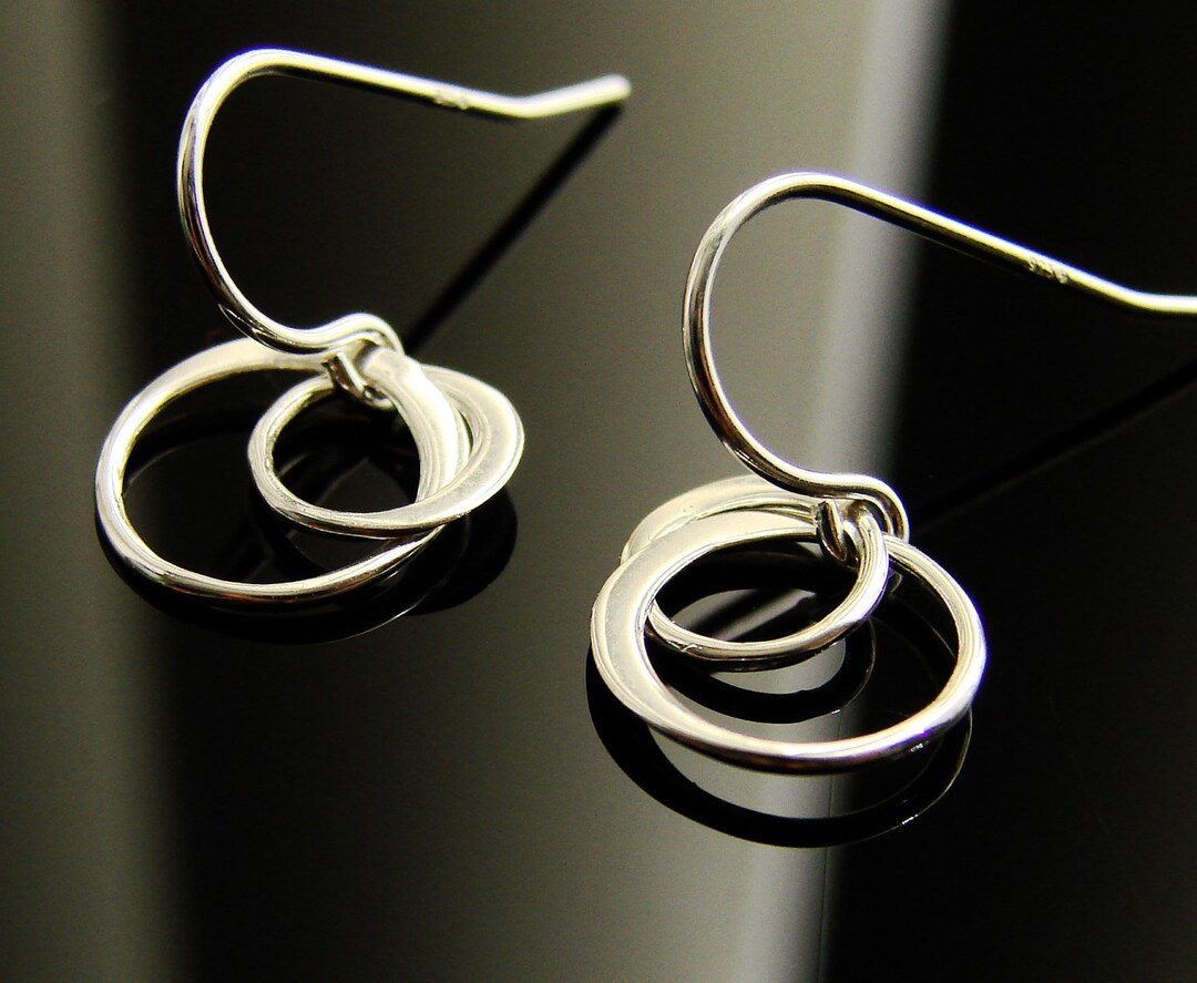 Entwined Circles Earrings in Sterling Silver Small, Circles, Unique ...