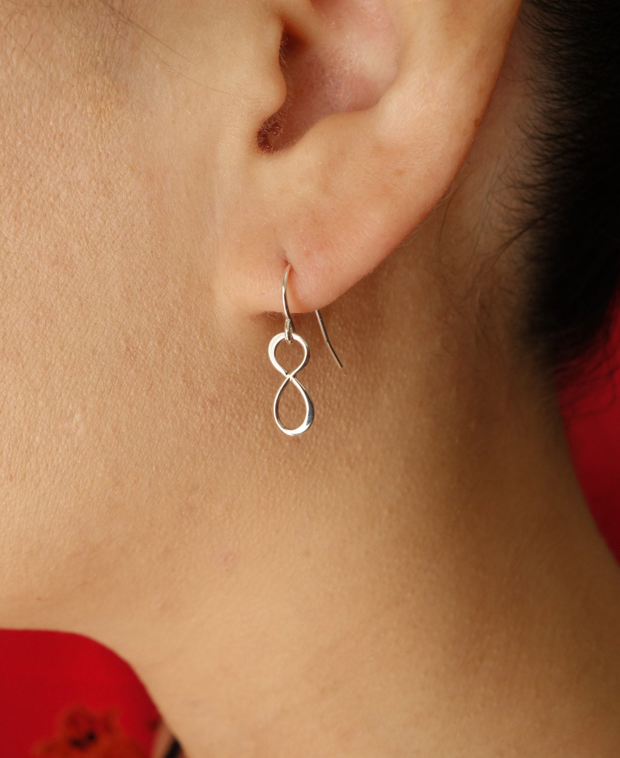 Tiny Infinity Drop Earrings in Sterling Silver Dangle - Etsy