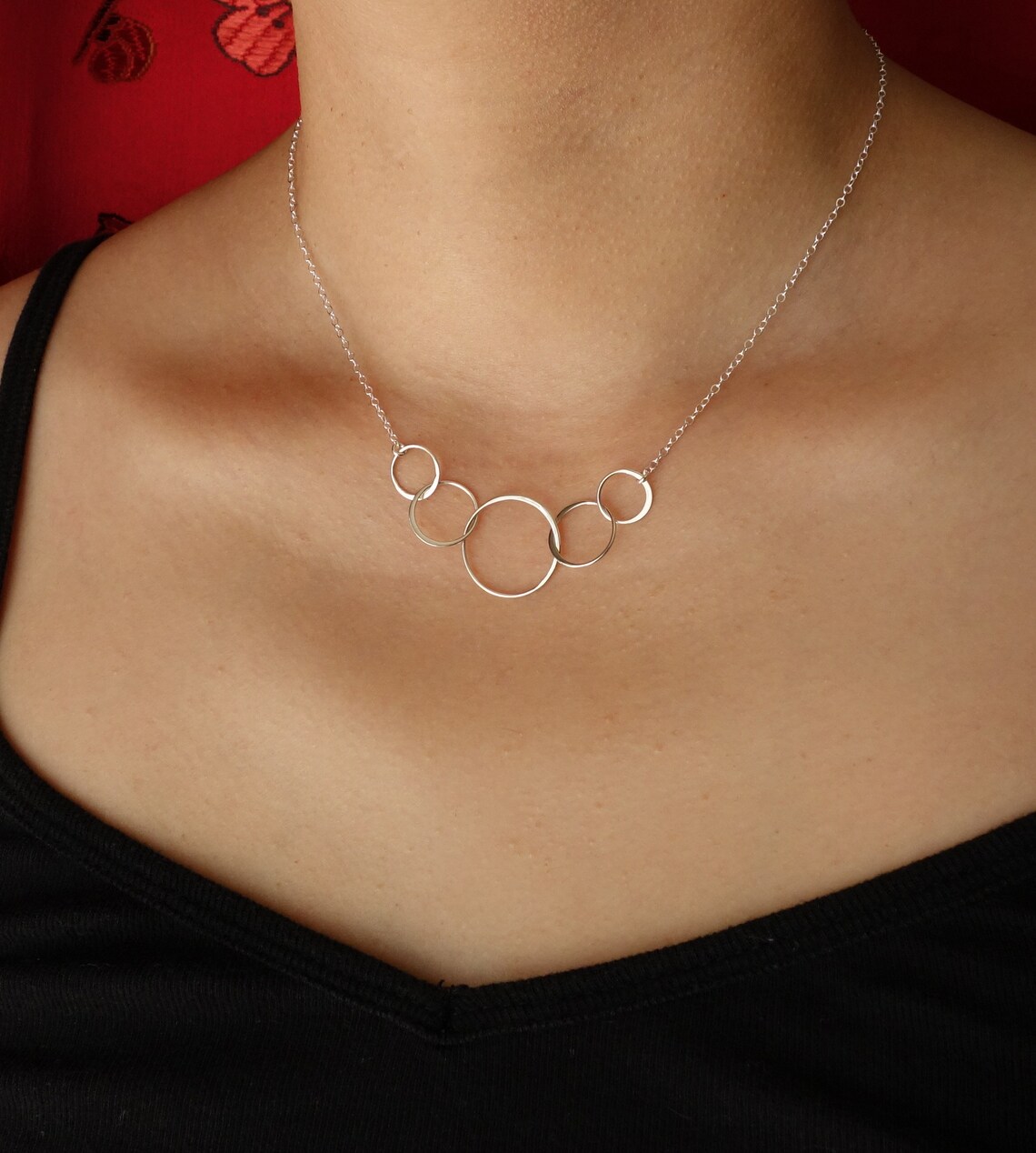 Rose Gold 5 Five Circle Necklace Family of 5 Necklace | Etsy