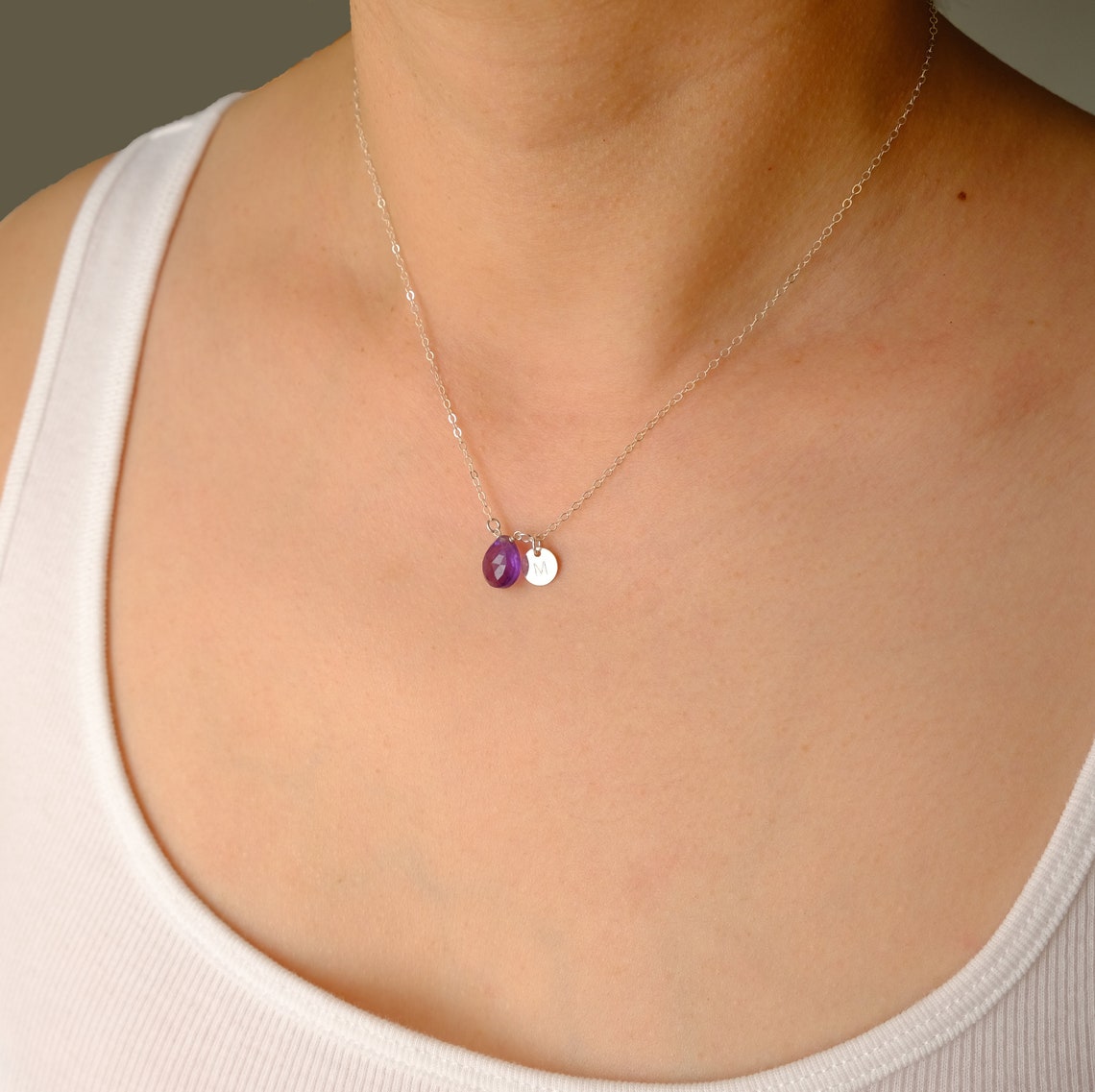 Personalized Purple Amethyst Necklace - February Birthstone Necklace ...