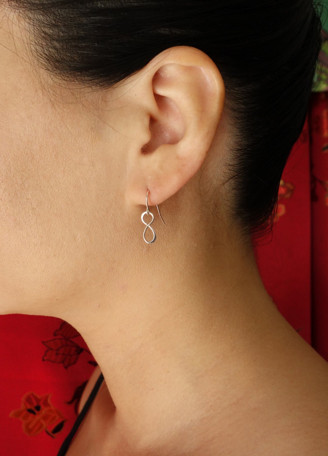 Tiny Infinity Drop Earrings in Sterling Silver Dangle - Etsy