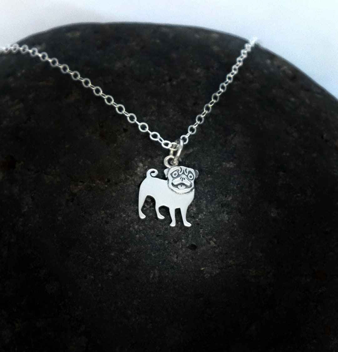 Silver Pug Necklace Adjustable Necklace Pug Mom Pug Gifts Pet Lover ...