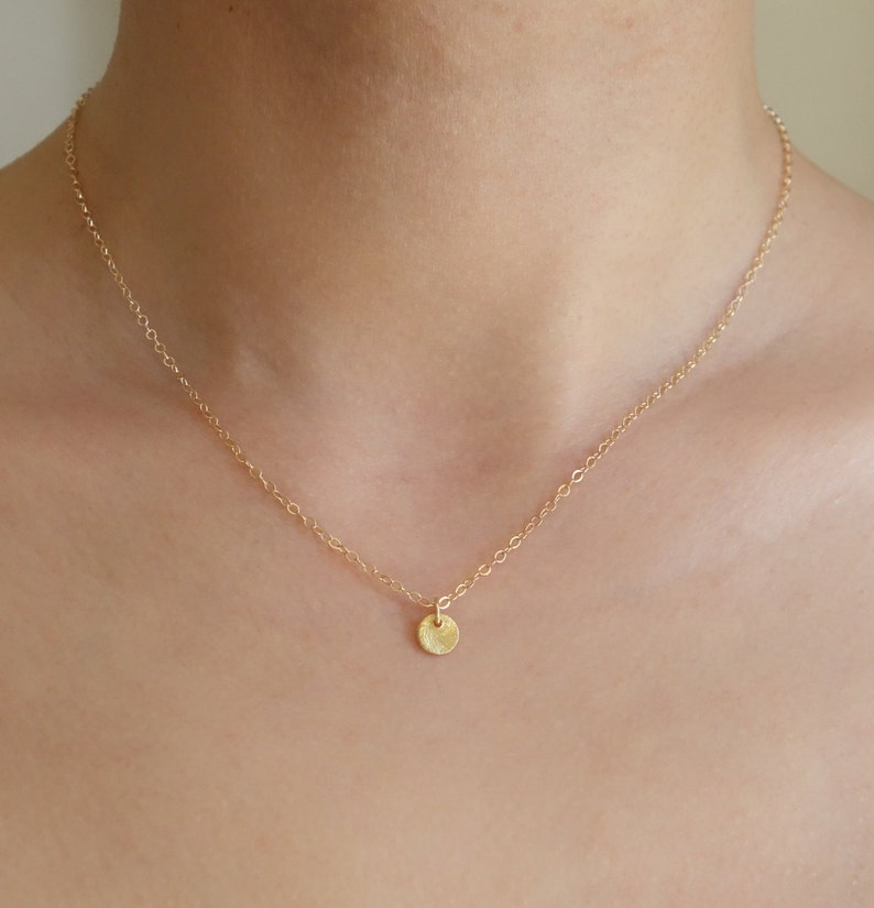Tiny Disc Necklace Gold Coin Necklace Tiny Dainty Small Gold - Etsy