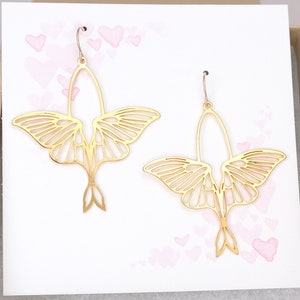 Moth Earrings 24K Gold Plate Shiny Butterfly Dangle Earrings Laser Cut ...