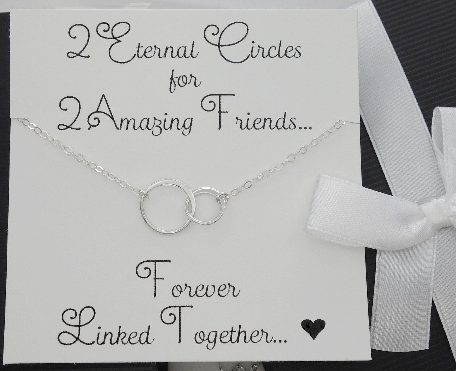 Best Friend Gift 2 Circle Necklace Interlocking Entwined Two - Etsy