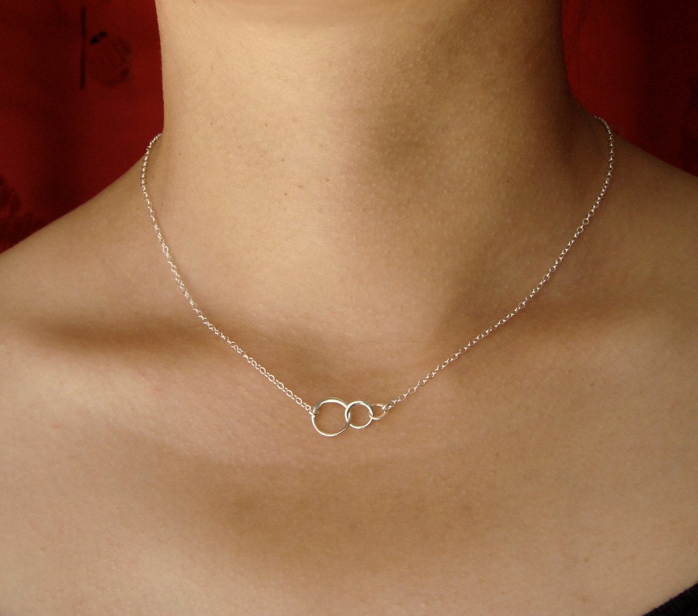 Tiny Three Linked Circles in Sterling Silver, Dainty Half Hammered ...