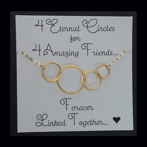 4 Best Friend Necklace - 4 Four Circle Necklace - Silver Gold Rose Gold ...