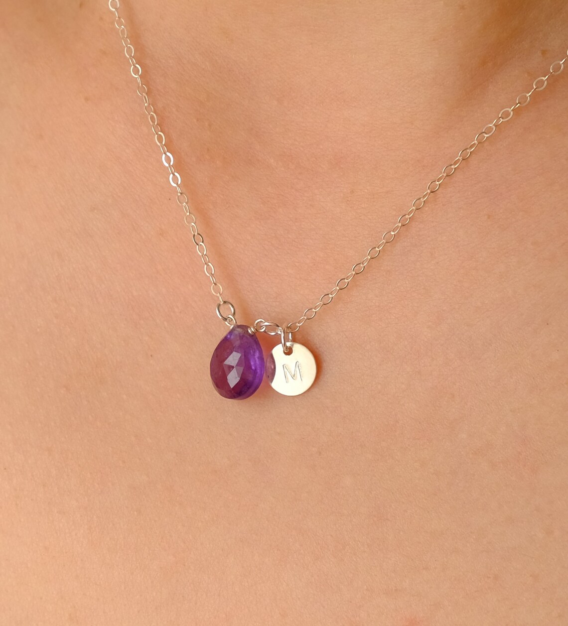 Personalized Purple Amethyst Necklace - February Birthstone Necklace ...