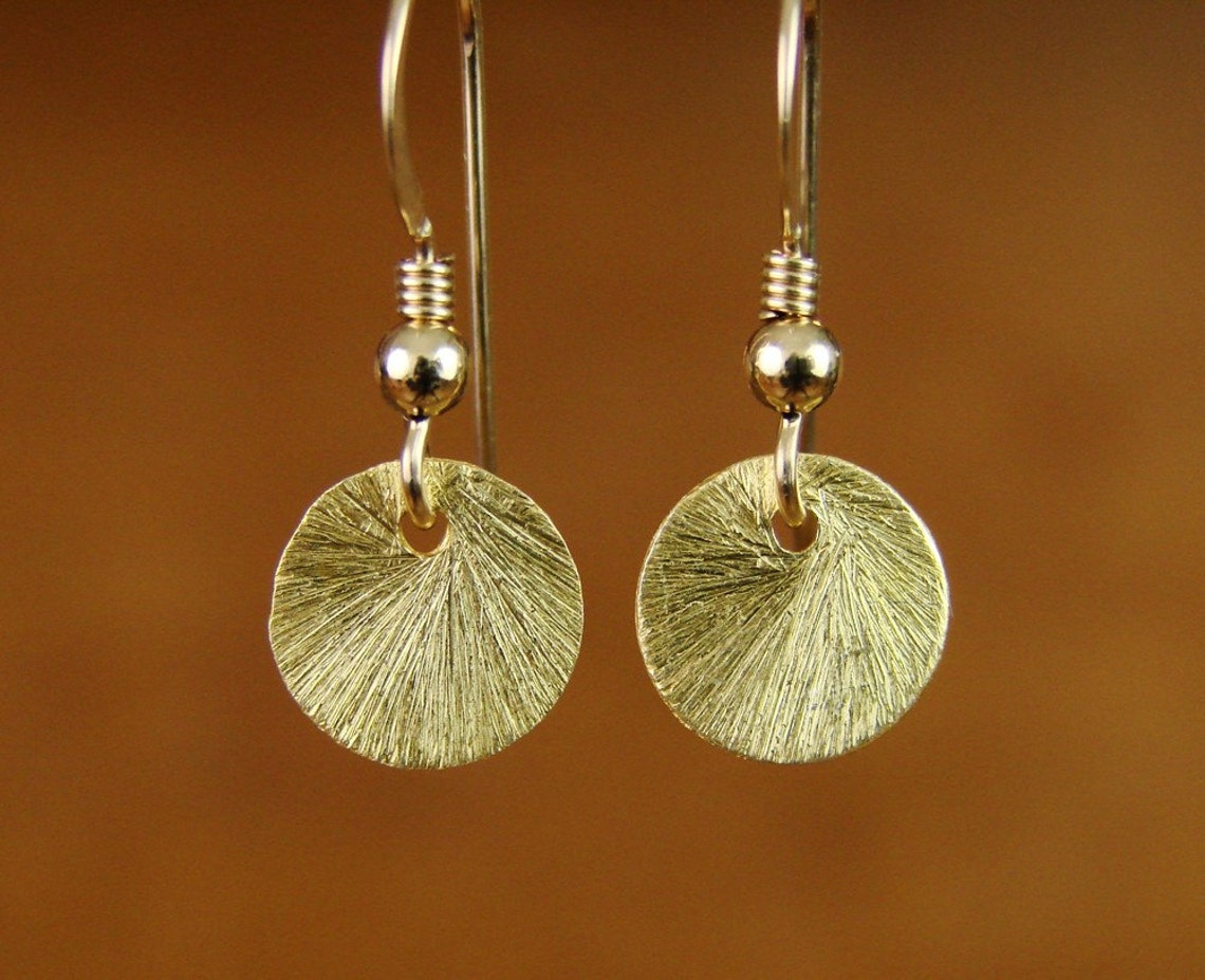Disc Drop Dangle Earrings GIFT Gold Disk Earrings Holiday Gift - Etsy