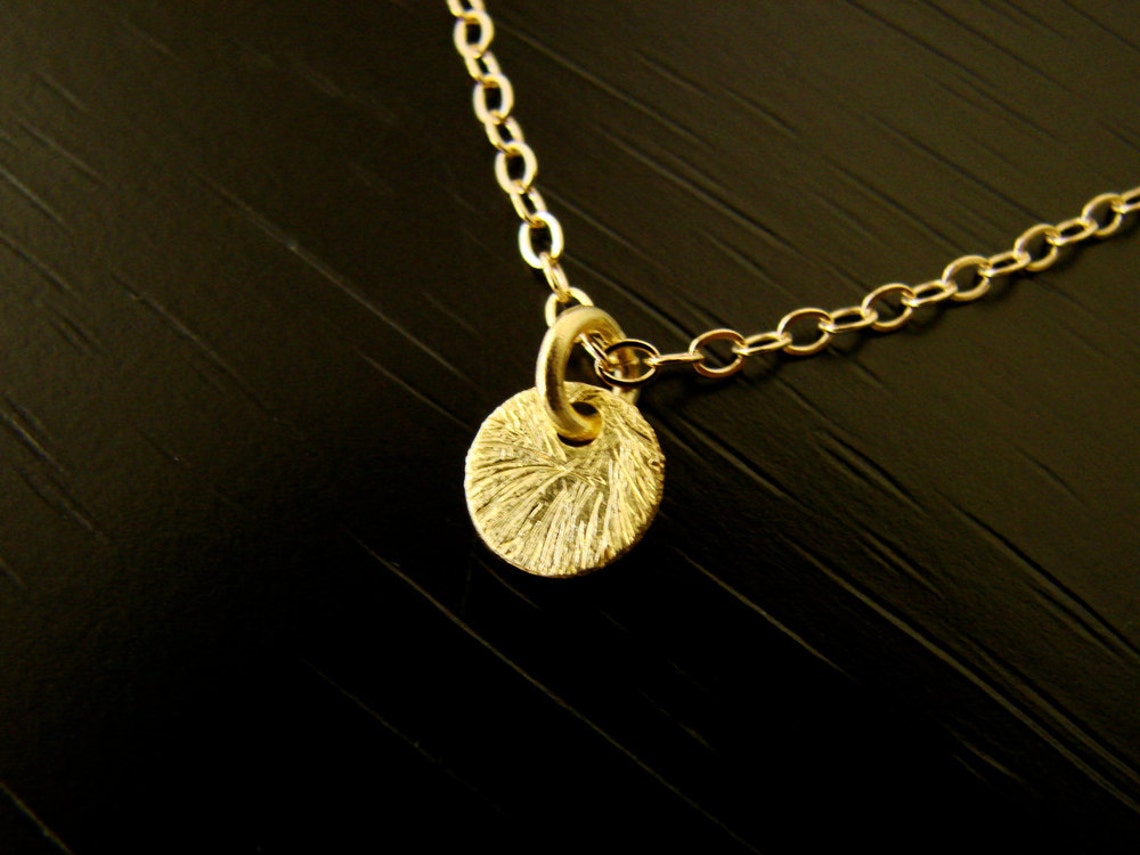 Tiny Disc Necklace Gold Coin Necklace Tiny Dainty Small Gold - Etsy