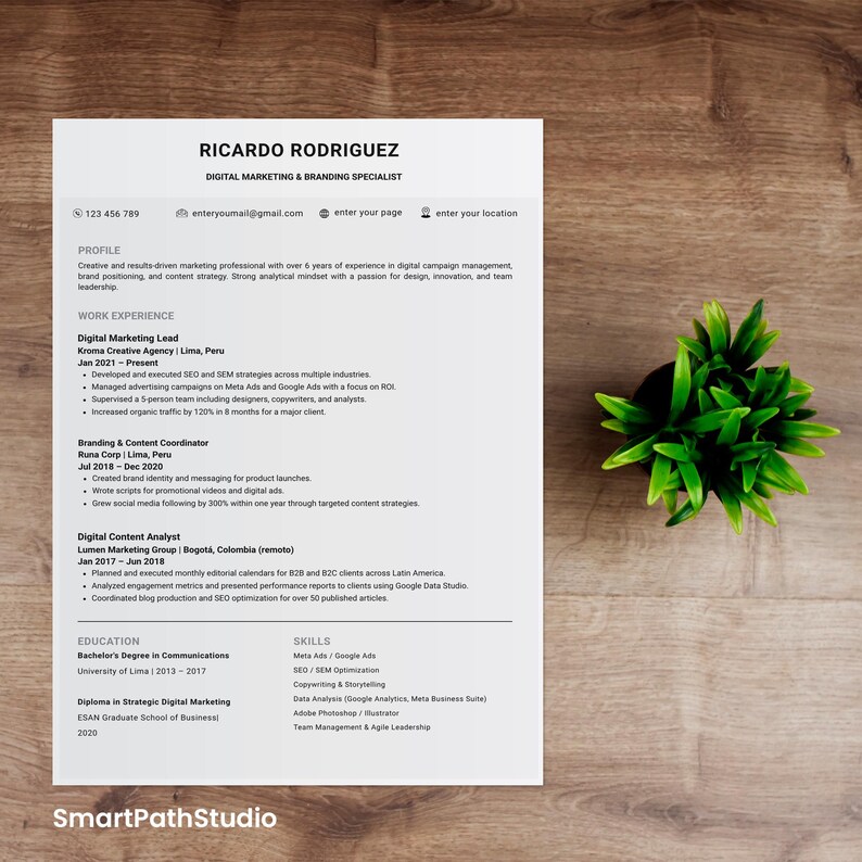 Canva Resume Template | 2-page Professional Minimalist CV Modern Simple ...