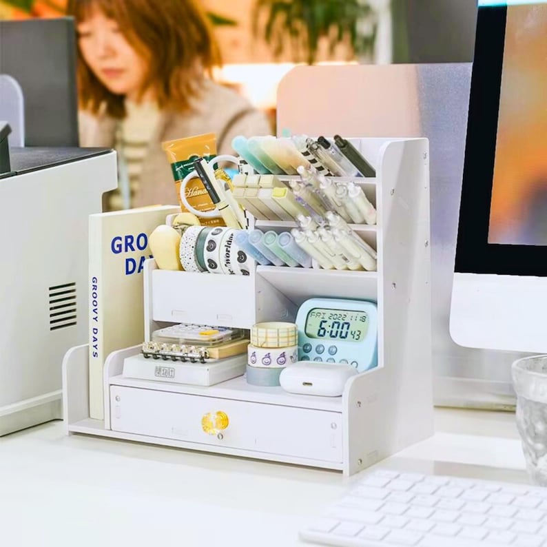 Desk Organizer-office Desk Accessories-multi-compartments Storage ...