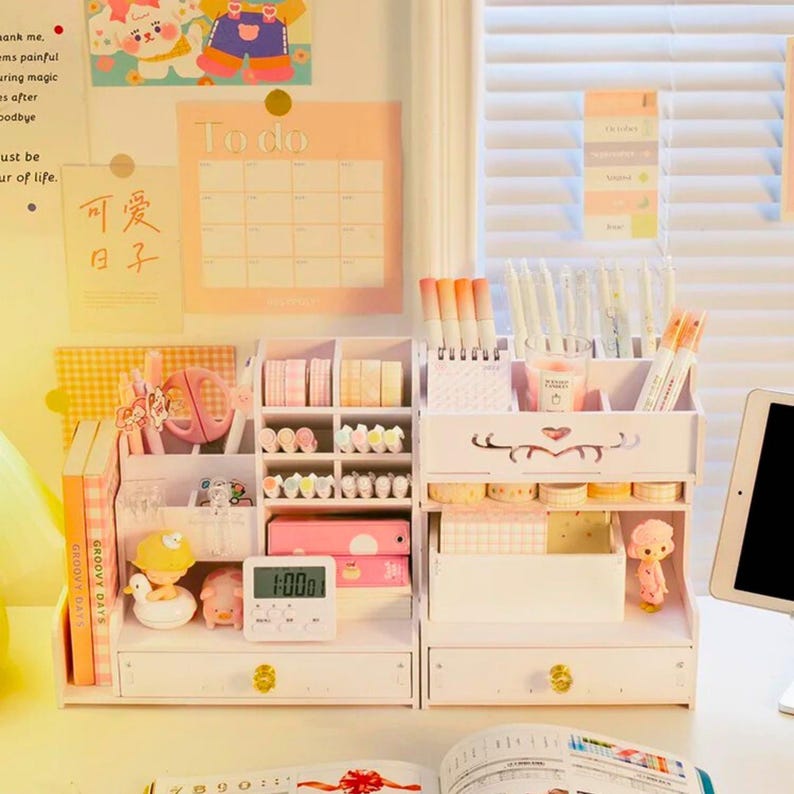 Desk Organizer-office Desk Accessories-multi-compartments Storage ...