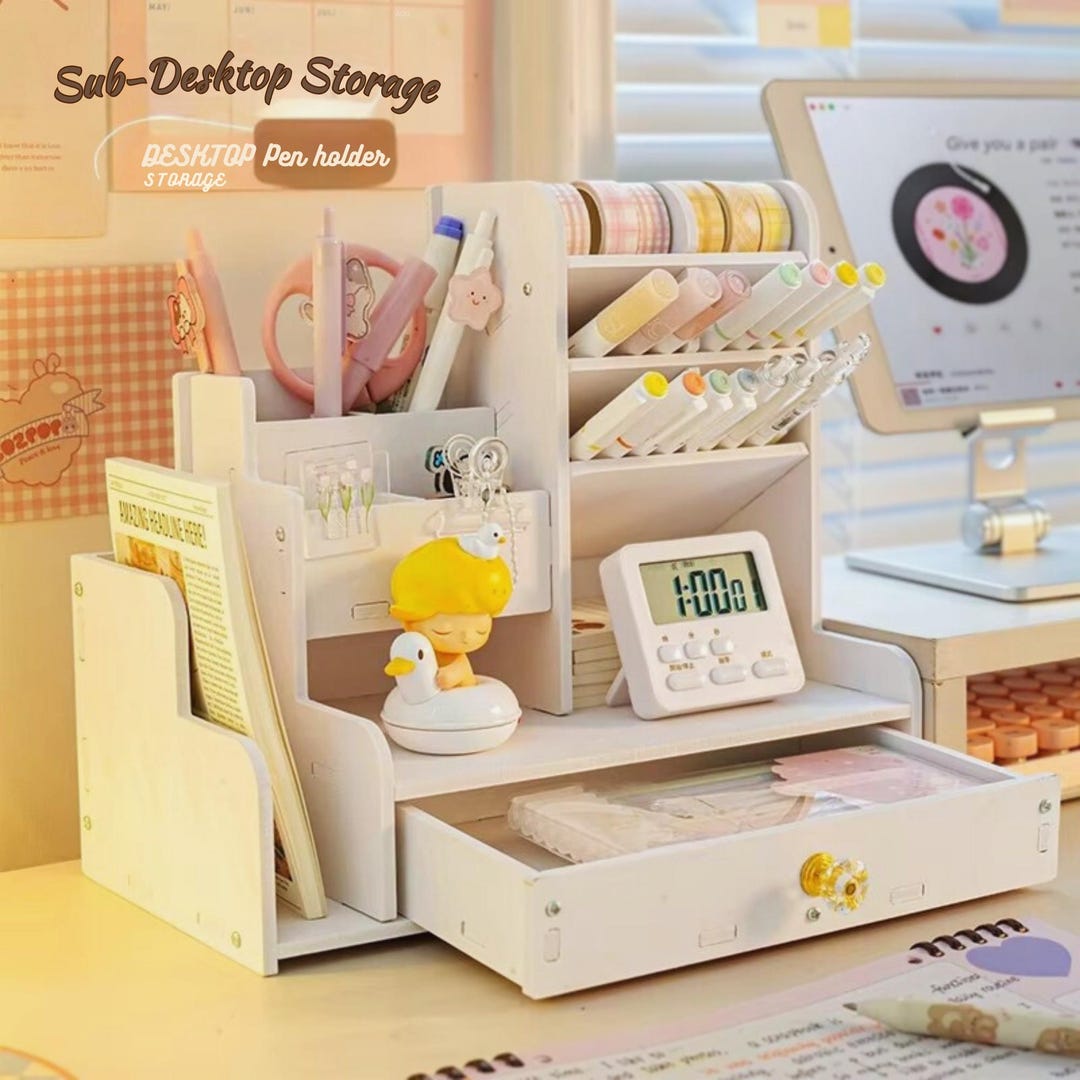 Desk Organizer-office Desk Accessories-multi-compartments Storage ...