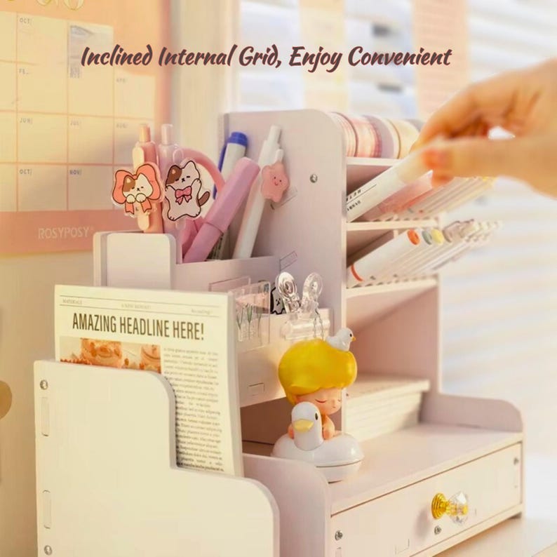 Desk Organizer-office Desk Accessories-multi-compartments Storage ...