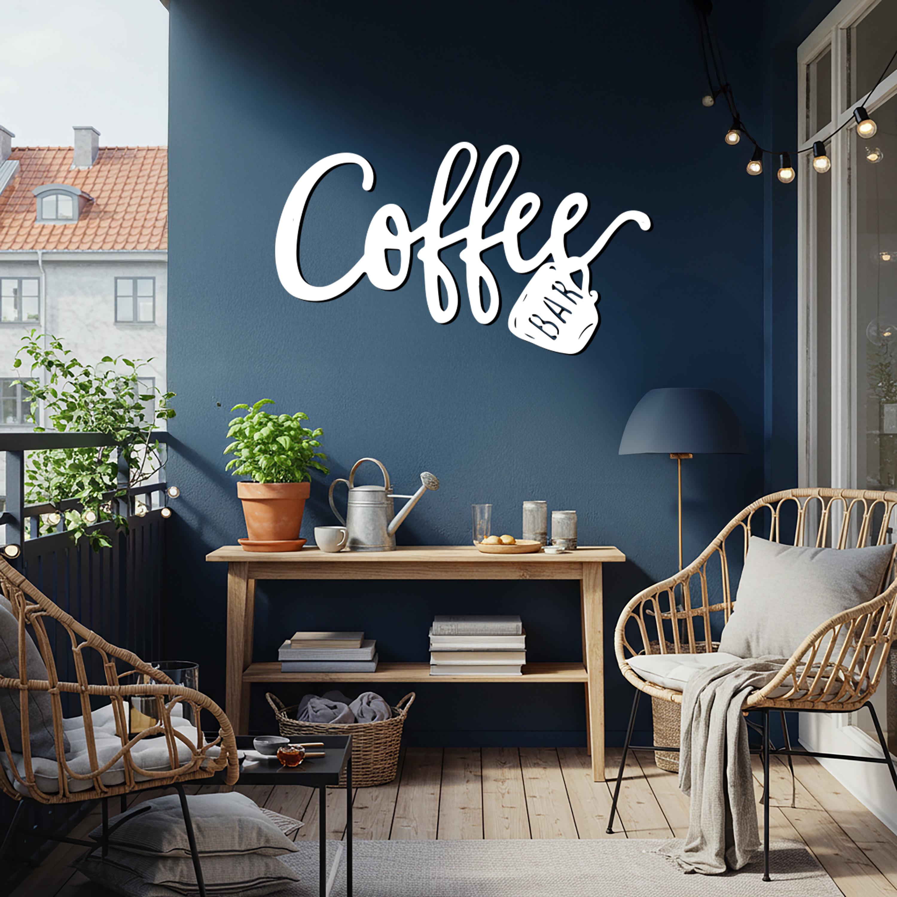 Coffee Bar Metal Wall Art Sign, Modern Kitchen and Cafe Wall Decoration ...