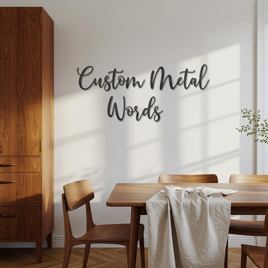 Custom Metal Words Wall Art, Personalized Metal Sign, Modern Script ...
