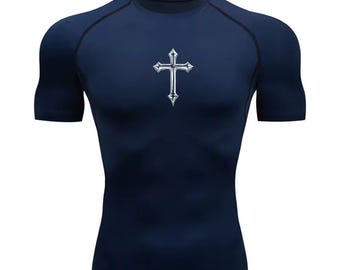 Men’s Christian Cross Compression Shirt – Faith-based Athletic ...