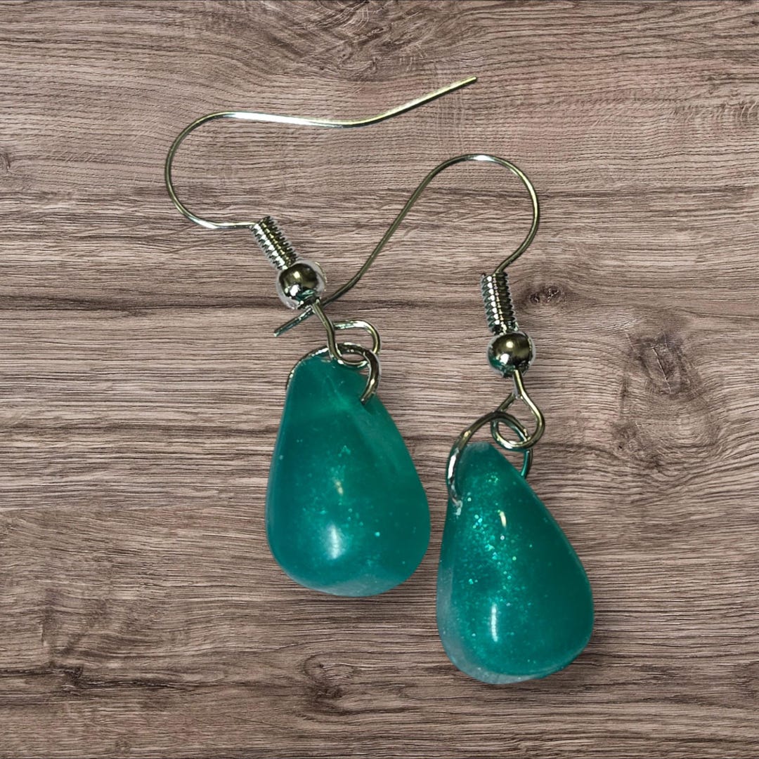 Teal Sparkle Tear Drop Earrings - Etsy
