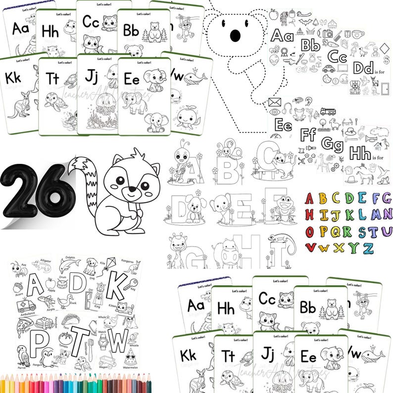 Learning Alphabet Coloring Book for Kids: Educational Printable PDF - Etsy