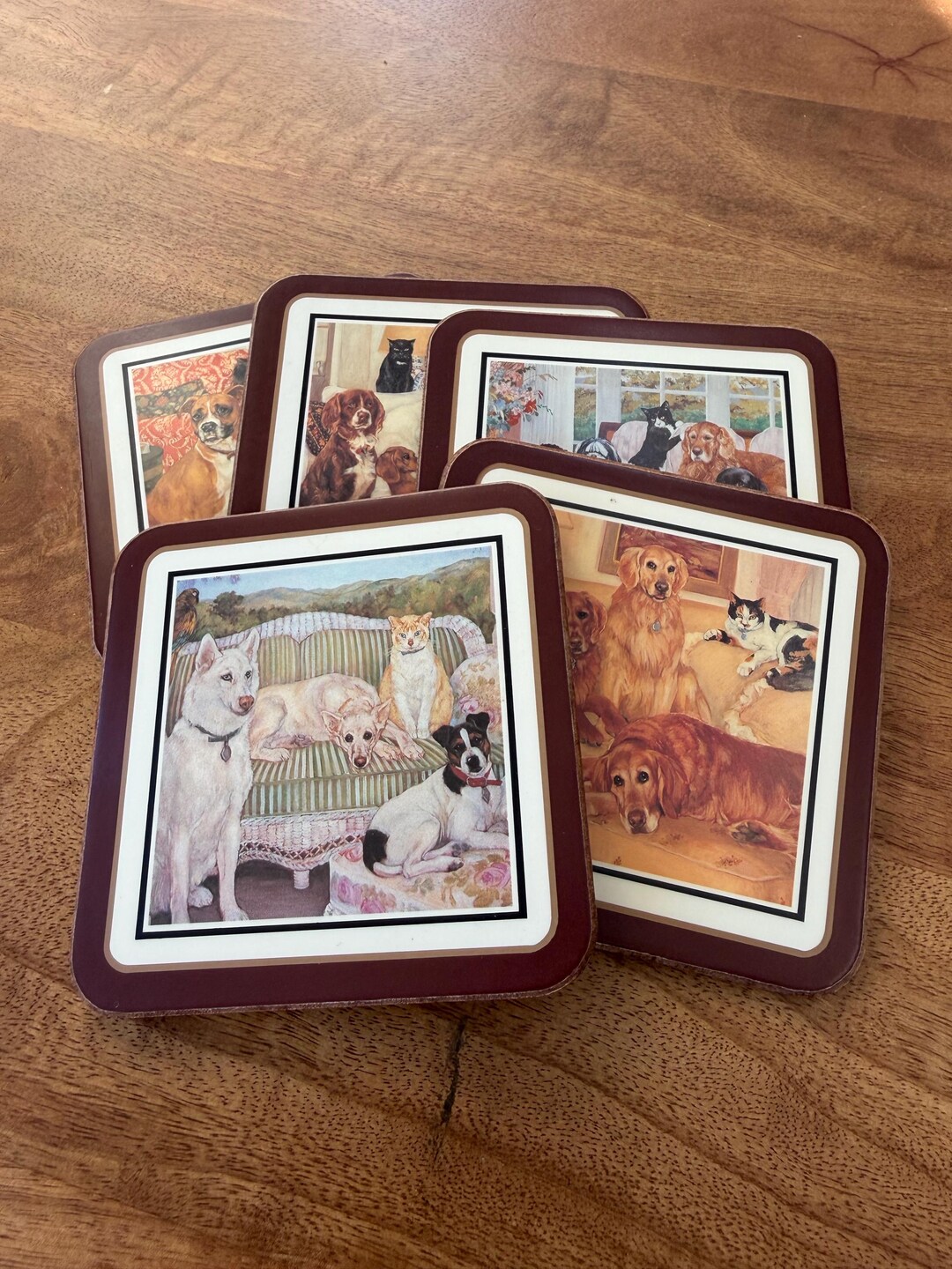 Vintage Pimpernel Dog Coasters Set of 5 - Cork Backed - Made in England ...