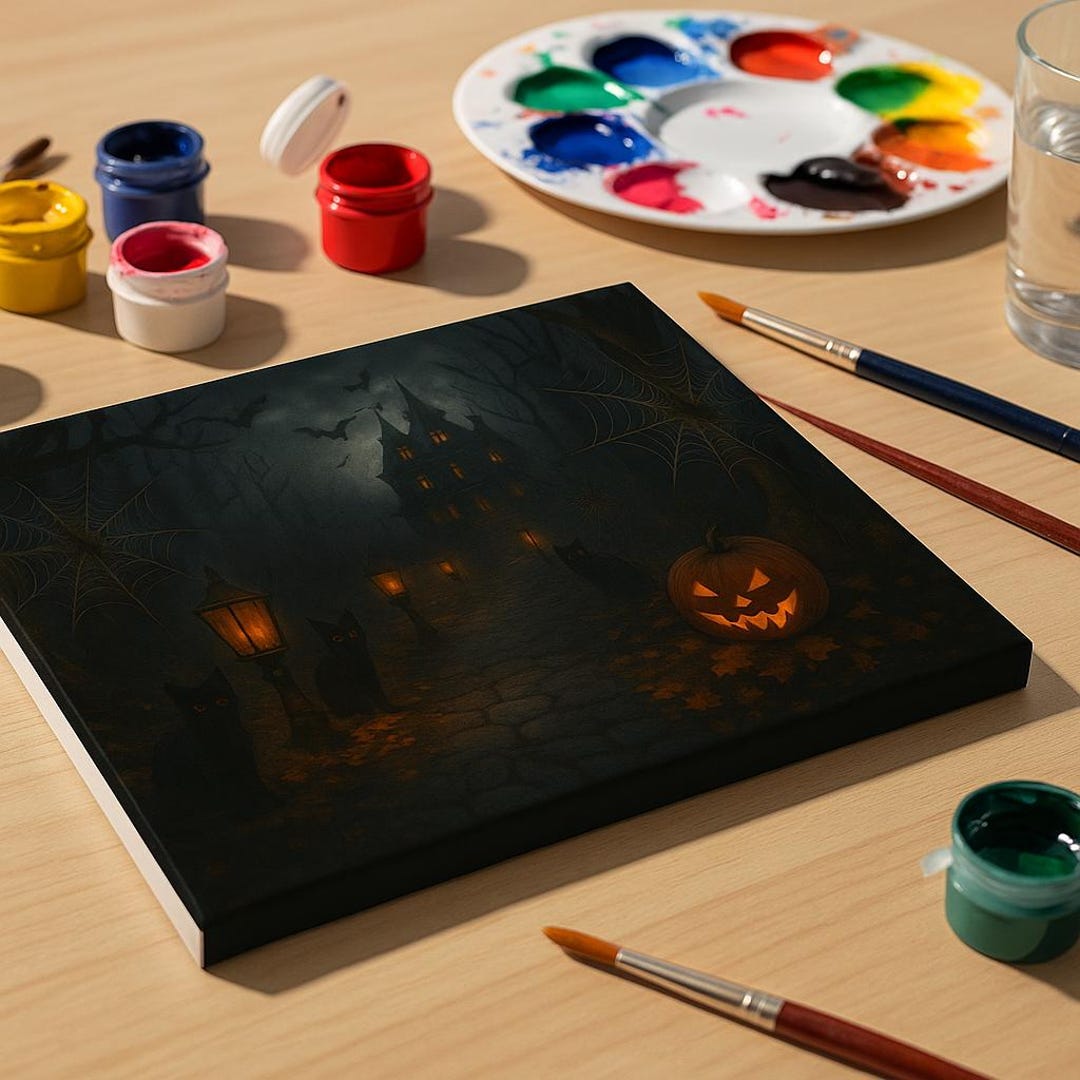 Halloween Haunted House Paint by Numbers Kit – Spooky Black Cats ...
