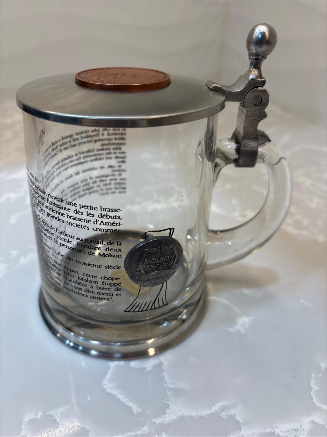 VTG Rastal Molson 200th Anniversary Glass Beer Stain Pewter Lid 1986 W ...