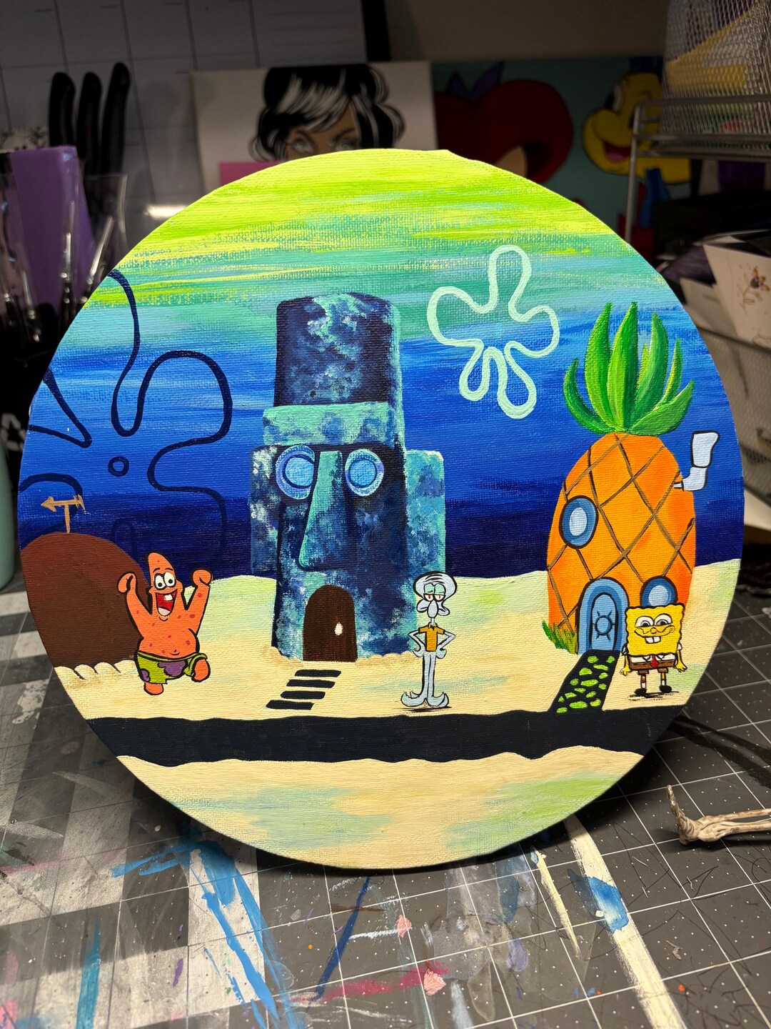 Spongebob Squarepants Round Canvas 12x12 - Etsy
