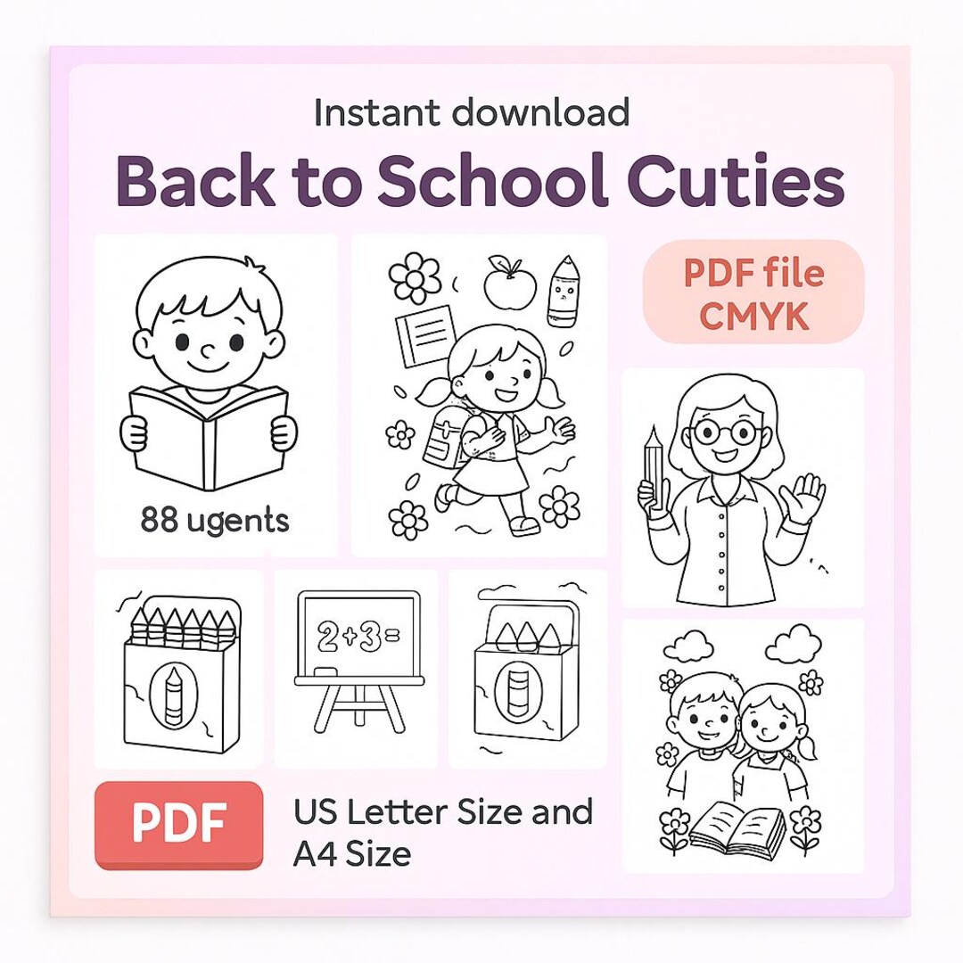Thick Line Coloring Pages for Toddlers and Kids | Back to School Cuties ...