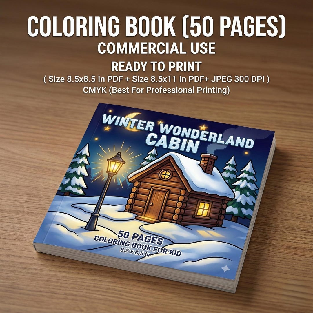 Winter Cabin Coloring Pages | Christmas Activity Book (digital Download ...