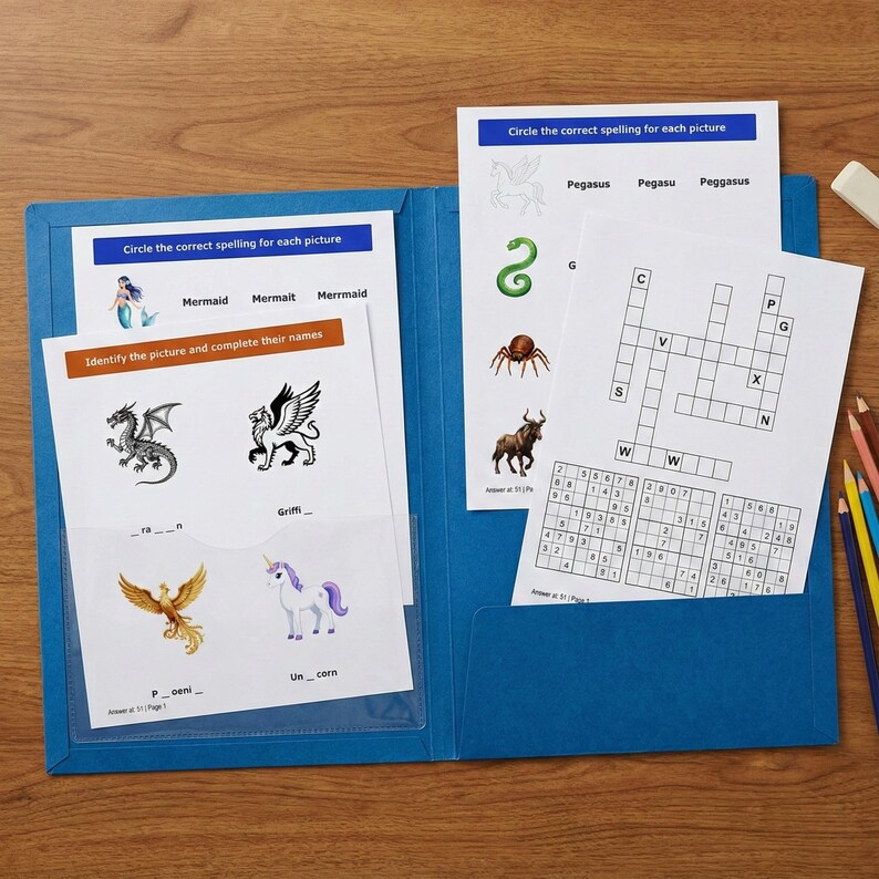 Mythical Creatures Activity Sheets: Crossword, Sudoku, Logic Puzzles ...