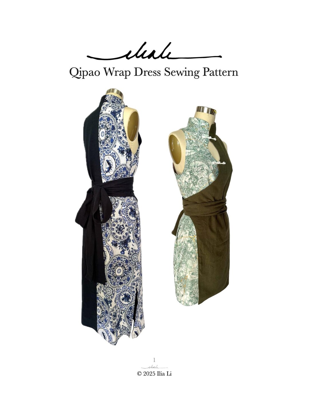 Qipao Wrap Dress Sewing Pattern With Instructions (PDF) - Etsy