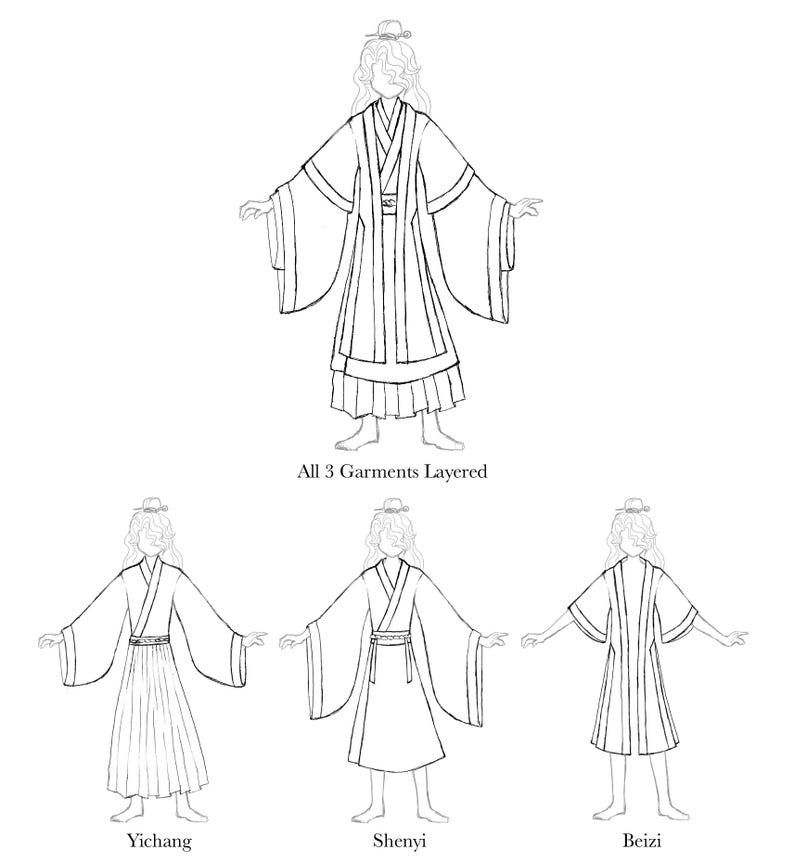 Unisex Hanfu Sewing Pattern With Instructions: Includes Yichang, Shenyi ...