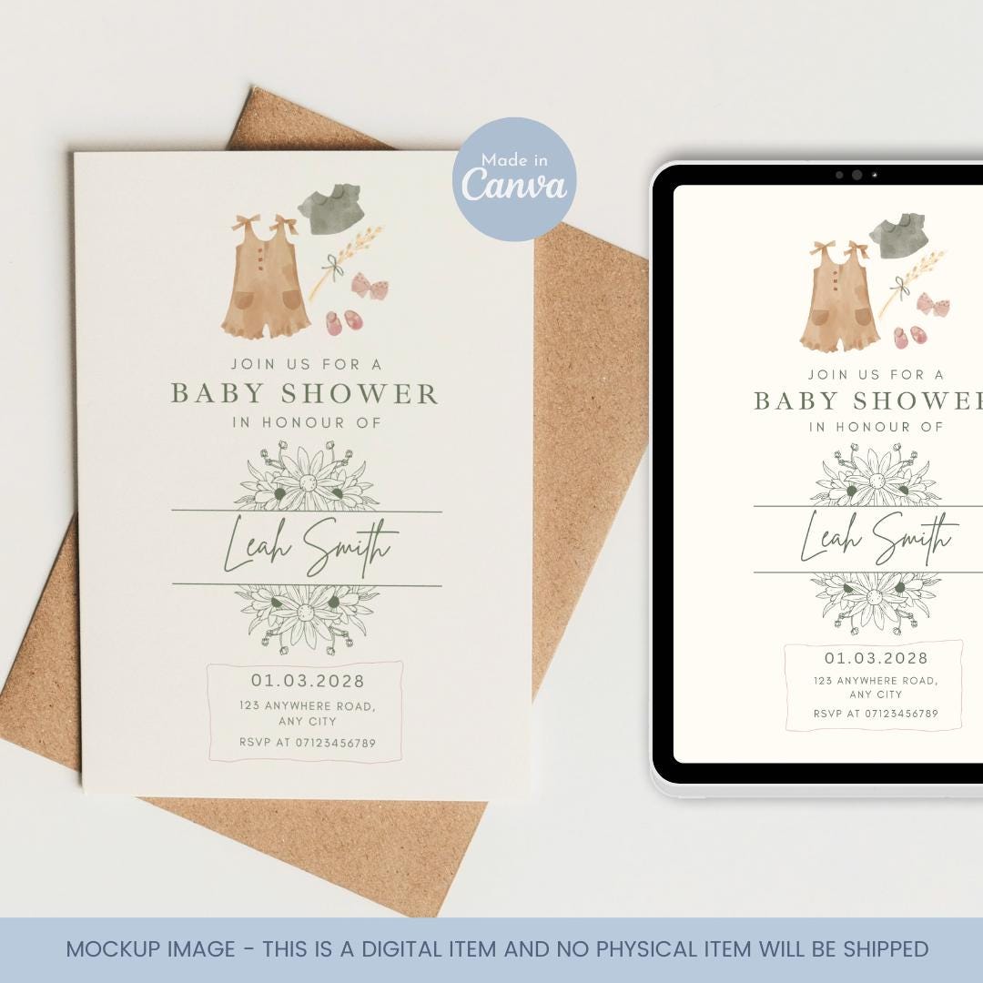 Editable Baby Shower Invitation Template, Custom Baby Shower Invite ...