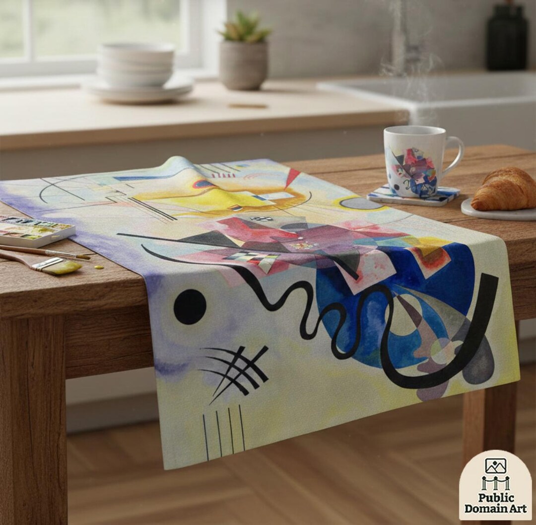 Kandinsky Tea Towel – Jaune Rouge Bleu Abstract Art, Cotton Kitchen ...