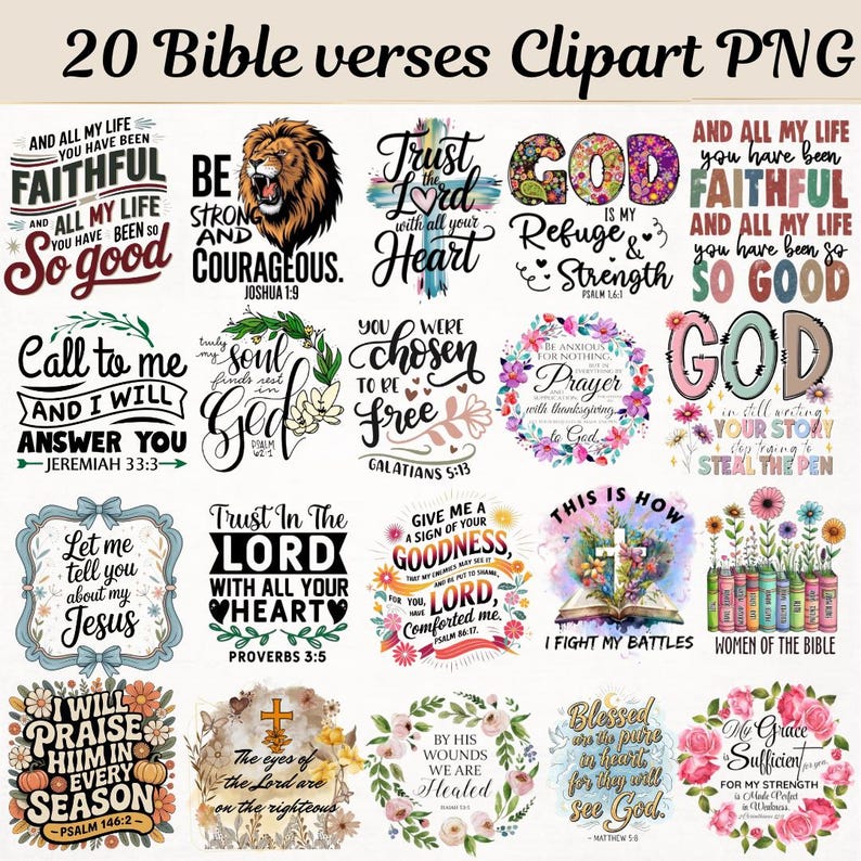 Bible Verse PNG Bundle, Christian Designs (digital Download) - Etsy